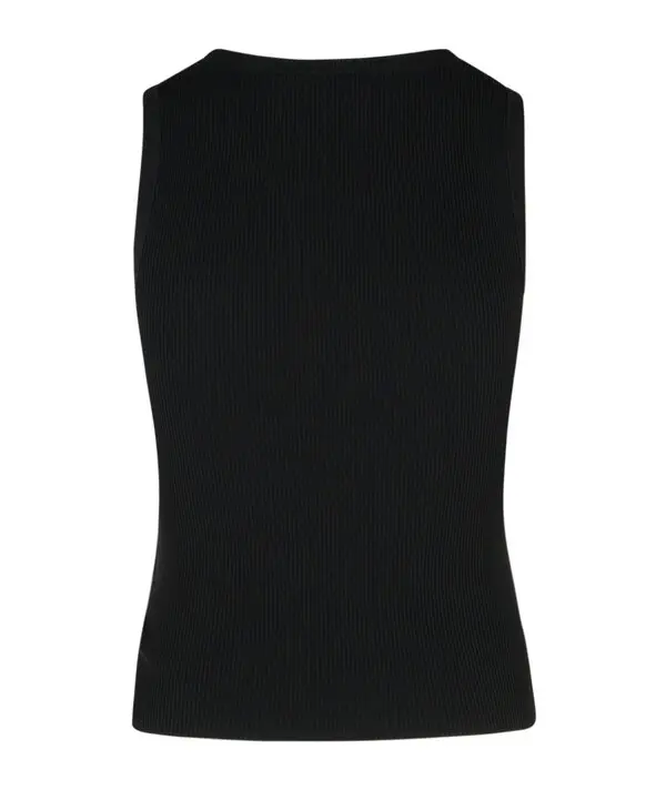 Moschino Logo Printed Ribbed Tank Top - Black