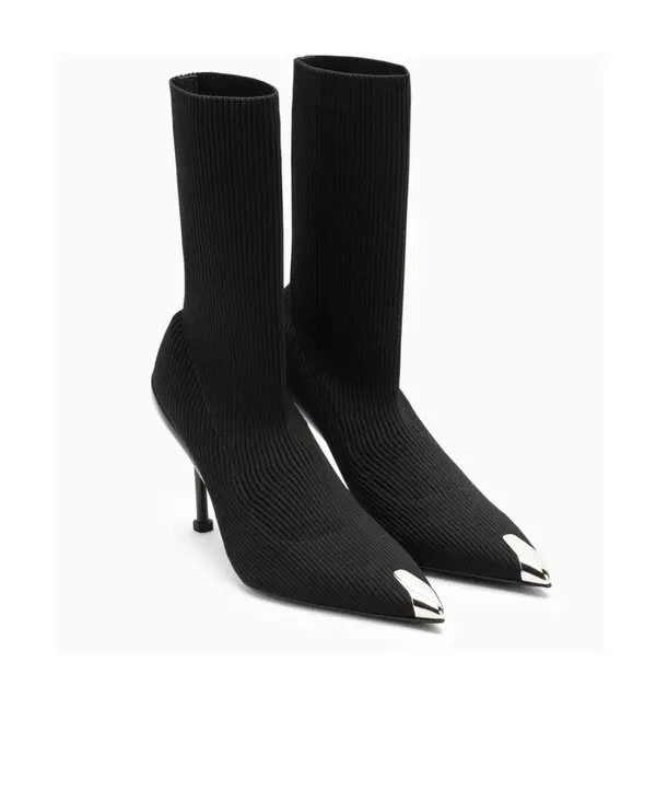Alexander McQueen Sock Boots With Pointed Toe And Stiletto Heel - Black