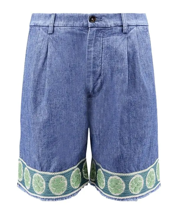 Valentino Garavani Frayed Edge Denim Bermuda Shorts - Blue