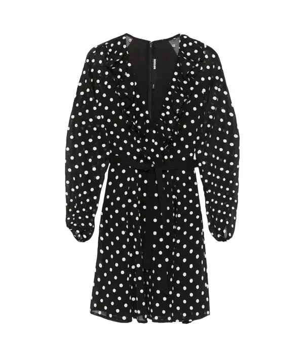 ROTATE BY BIRGER CHRISTENSEN Polka Dot V-neck Long Sleeve Dress