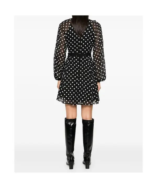 ROTATE BY BIRGER CHRISTENSEN Polka Dot V-neck Long Sleeve Dress