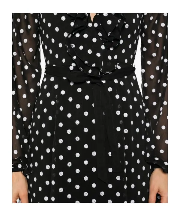 ROTATE BY BIRGER CHRISTENSEN Polka Dot V-neck Long Sleeve Dress