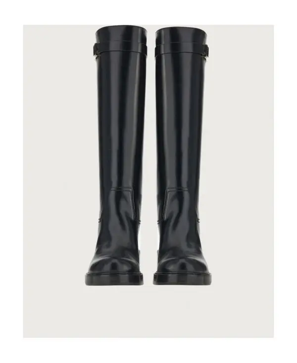 FERRAGAMO Gancini Knee Boots - Black