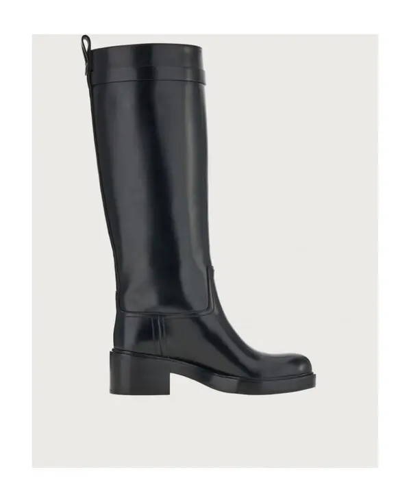 FERRAGAMO Gancini Knee Boots - Black