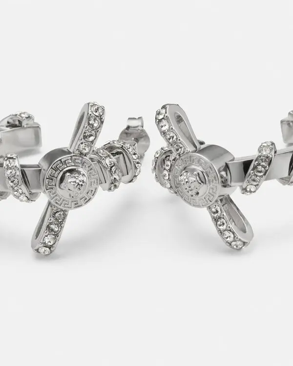 Versace Embellished Hoop Earrings With Medusa Motif