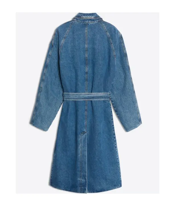 Balenciaga Checked Padded Denim Trench Coat - No