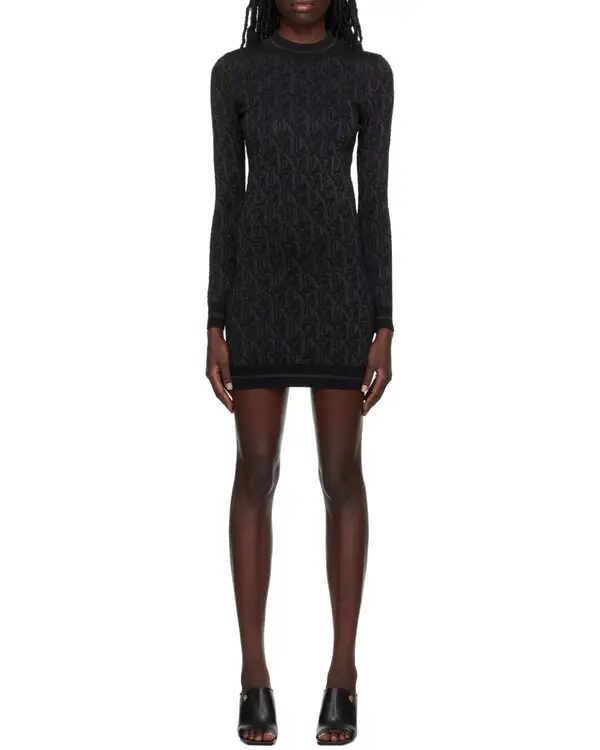 Palm Angels Monogram Jacquard Mini Dress - Black