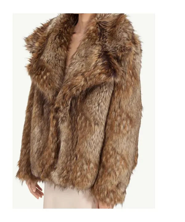 MAISON MARGIELA Faux Fur Long Sleeve Jacket - Light Brown