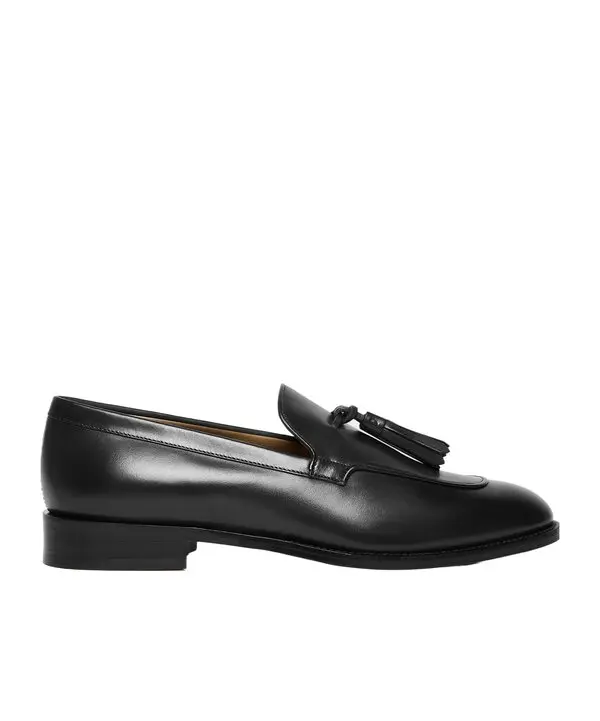 Max Mara Tassel Leather Loafers - Black