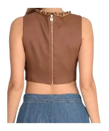 Elisabetta Franchi Cropped Sleeveless Top With Chain Detail