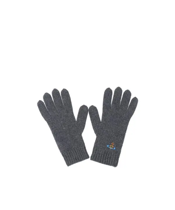 VIVIENNE WESTWOOD Knitted Gloves With Saturn Pattern - Black
