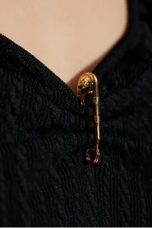 Versace Safety Pin Embellished V-neck Mini Dress