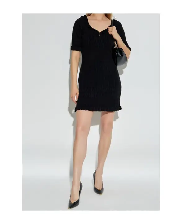 Versace Safety Pin Embellished V-neck Mini Dress