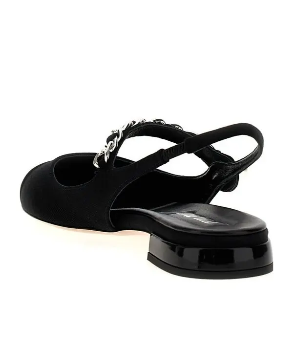 Miu Miu Slingback Ballerina Flats With Chain Detailing