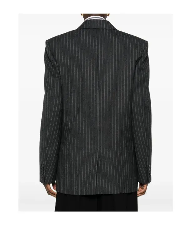 Saint Laurent Double-breasted Pinstripe Jacket - Grey