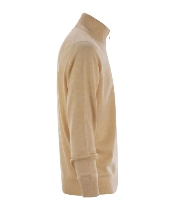 Brunello Cucinelli Funnel-neck Knitted Polo Shirt - Melon Color