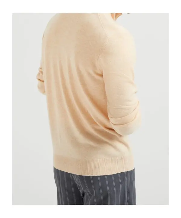 Brunello Cucinelli Funnel-neck Knitted Polo Shirt - Melon Color
