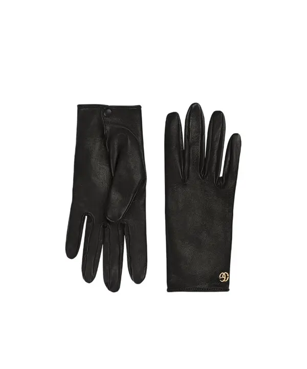Gucci Leather Gloves With Double G Detail - Black