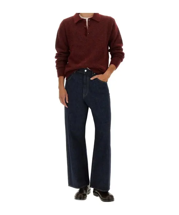 SUNFLOWER Logo Patch Wide-leg Jeans - Black