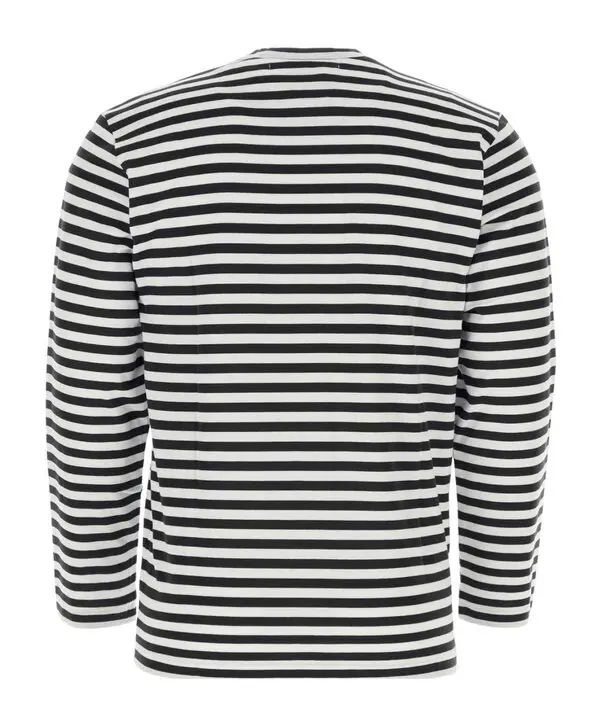 Play Comme Des Garcon Comme Des Garçons Play Striped Red Heart Long-sleeved T-shirt - Black