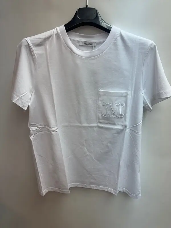 Max Mara Papaia Logo Embroidered Crewneck T-shirt - Optical White