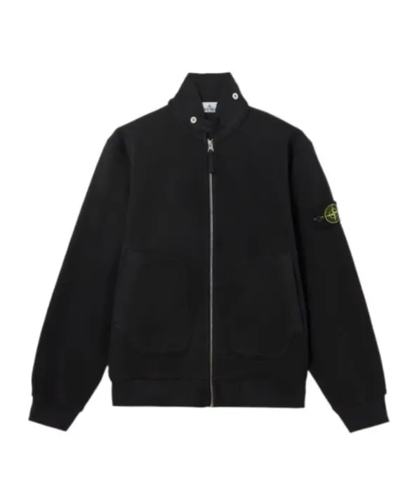 Stone Island Logo Patch Zip-up Track Jacket - Black