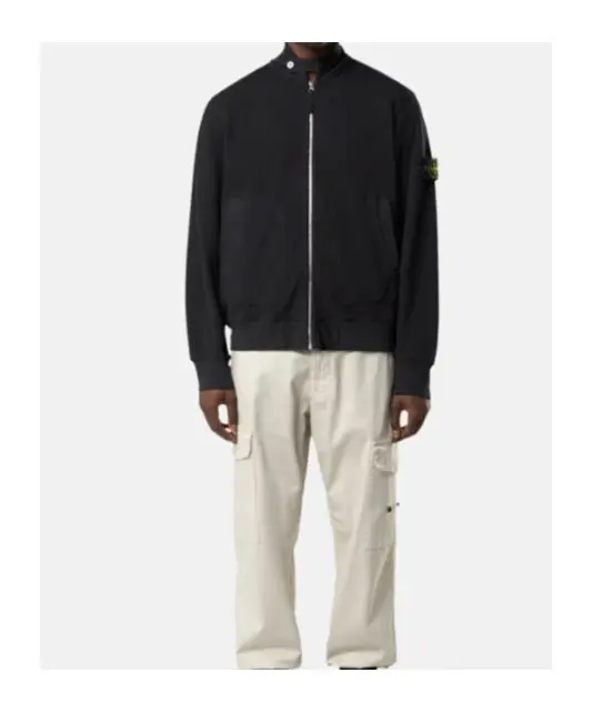 Stone Island Logo Patch Zip-up Track Jacket - Black