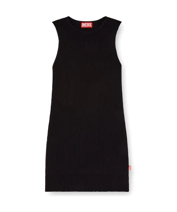 DIESEL® M-slender Ribbed Knit Dress With Sheer Accents - Black