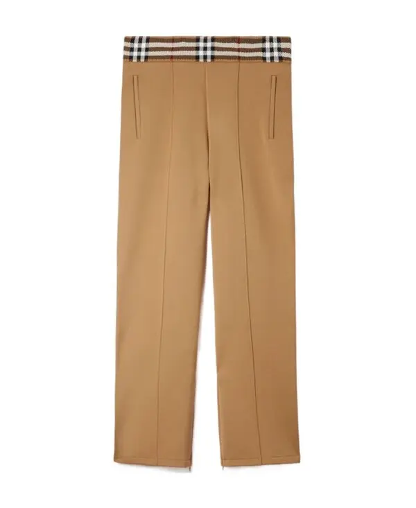 Burberry Check-trim Wide-leg Joggings Trousers - Brown