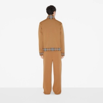 Burberry Check-trim Wide-leg Joggings Trousers - Brown
