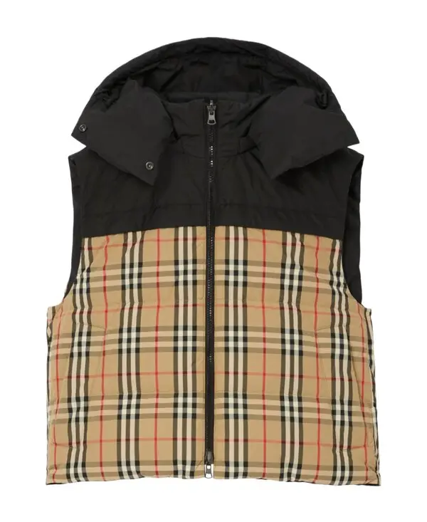 Burberry Vintage Check Hooded Down Gilet - Black