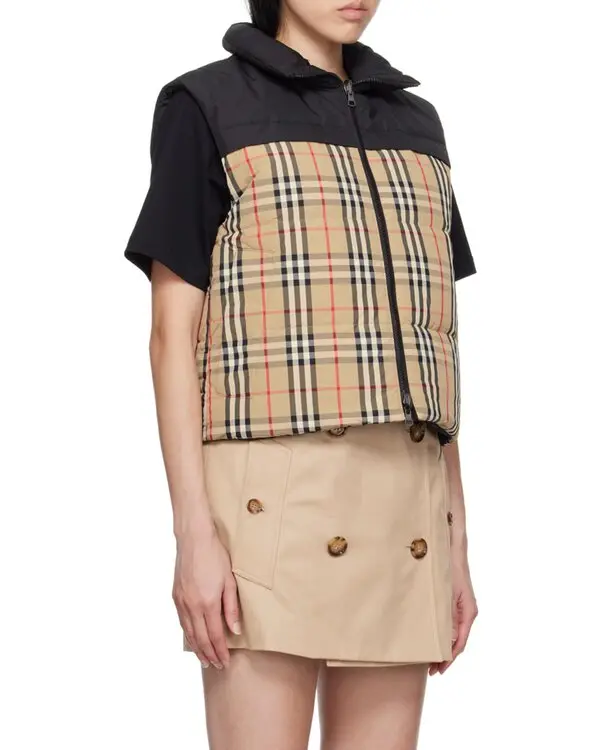 Burberry Vintage Check Hooded Down Gilet - Black