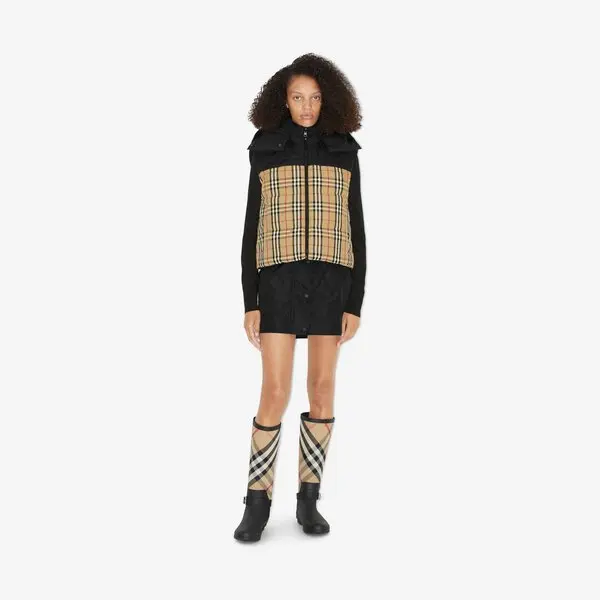 Burberry Vintage Check Hooded Down Gilet - Black