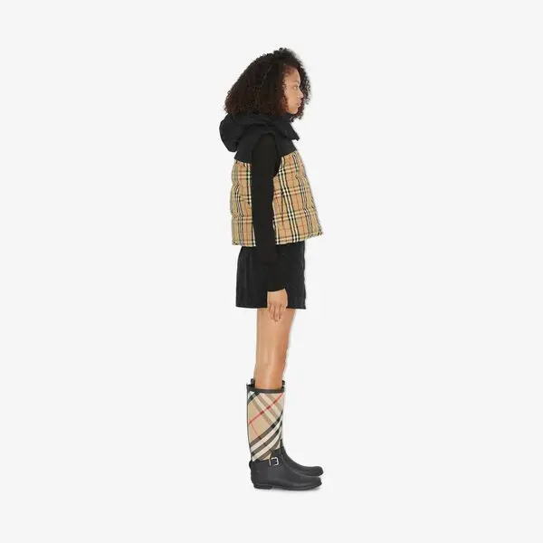 Burberry Vintage Check Hooded Down Gilet - Black