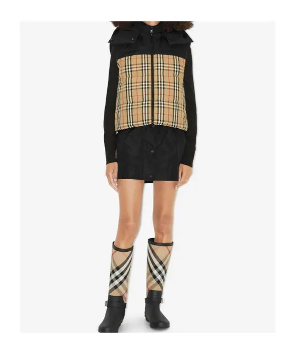 Burberry Vintage Check Hooded Down Gilet - Black
