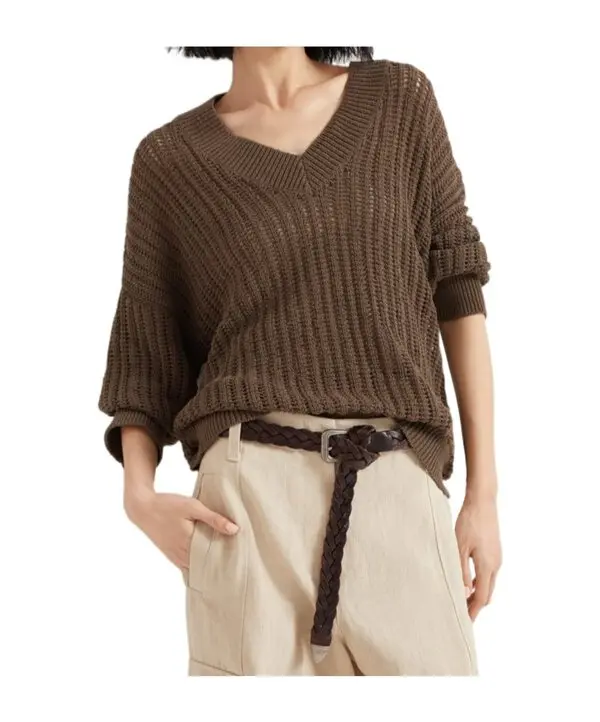 Brunello Cucinelli Monili-embellished V-neck Jumper