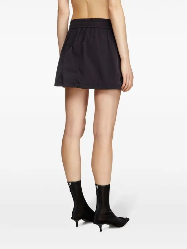 DIESEL® Elasticated Waistband Mini Skirt With Drawcord And Front Pocket - Black