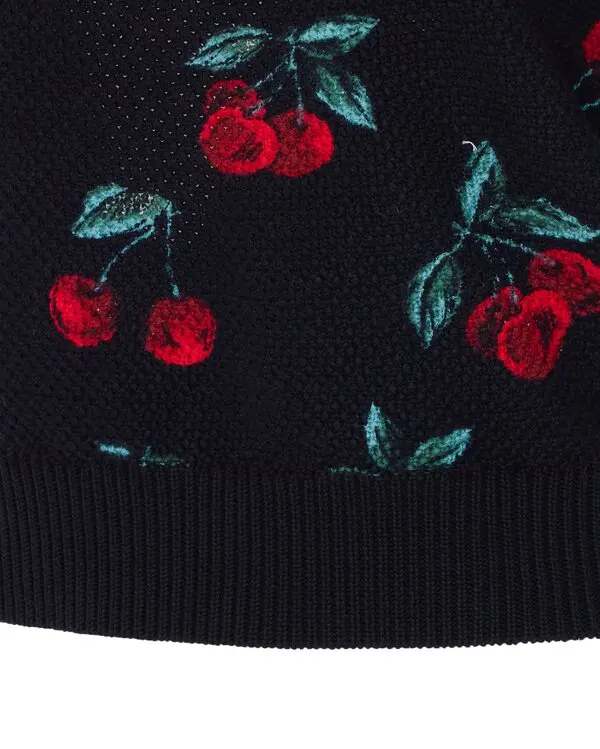 TWINSET Short Sleeve Cherry Print Knit Top