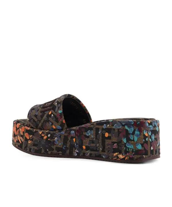 Fendi Logo Embroidered Printed Platform Sandals