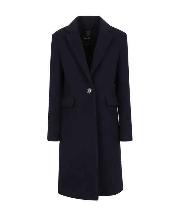 Pinko Single Breasted Long Coat - Black