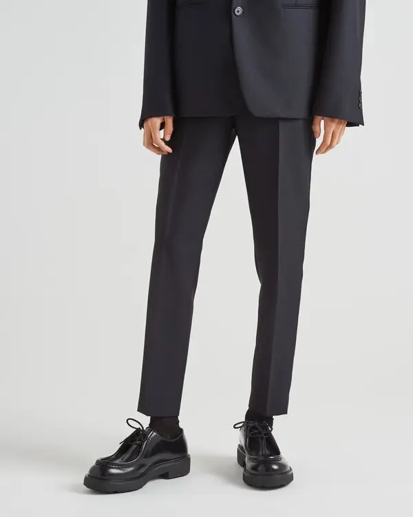 Prada Mid-rise Slim-cut Tailored Trousers - Blue
