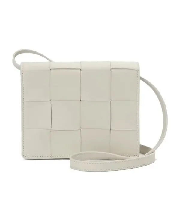 Bottega Veneta Mini Cassette Woven Clamshell Shoulder Bag - Gypsum Color