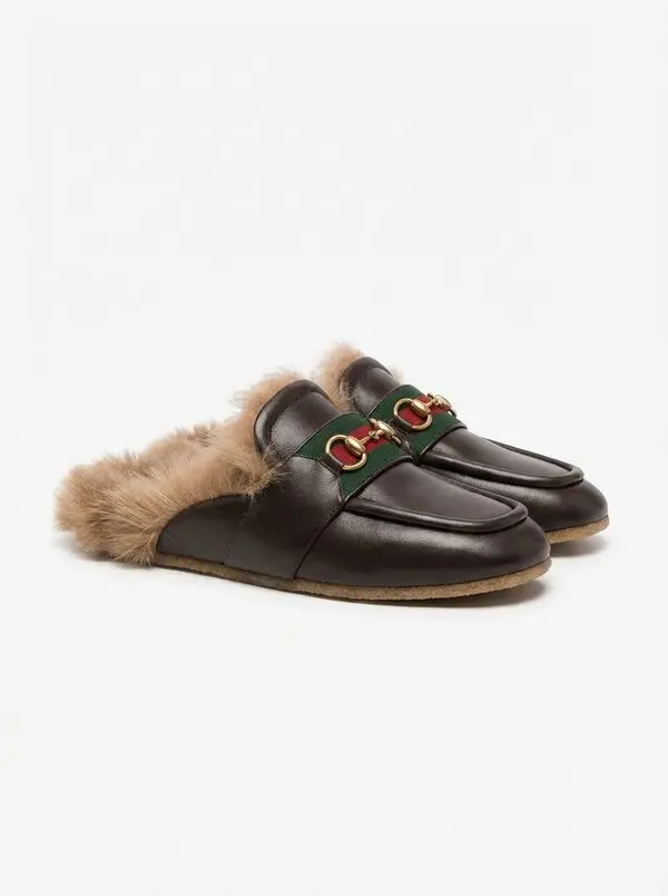 Gucci Horsebit Slip-on Sandals - Brown