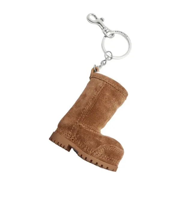Balenciaga Charm/keychain Mini Alaska Boot In Noce - Brown