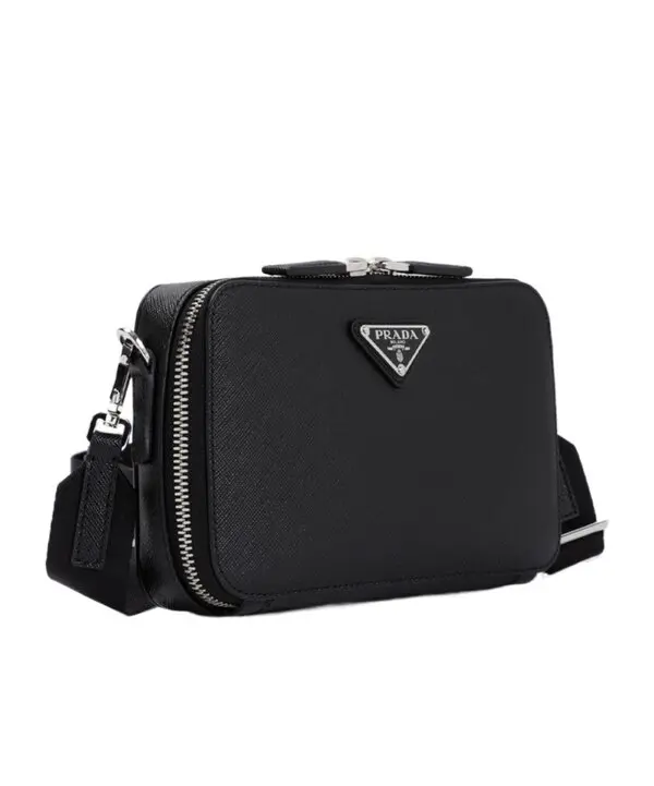 Prada Logo Plaque Zipped Shoulder Bag