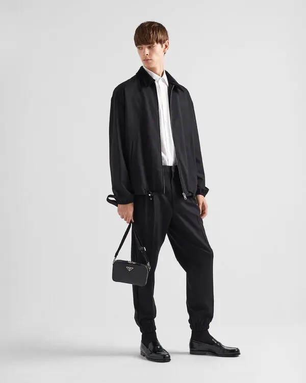 Prada Logo Plaque Zipped Shoulder Bag
