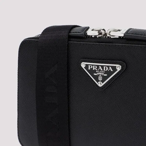 Prada Logo Plaque Zipped Shoulder Bag