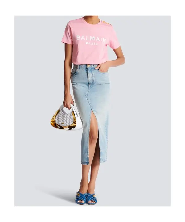 Balmain Logo Print Crewneck T-shirt - Multicolor