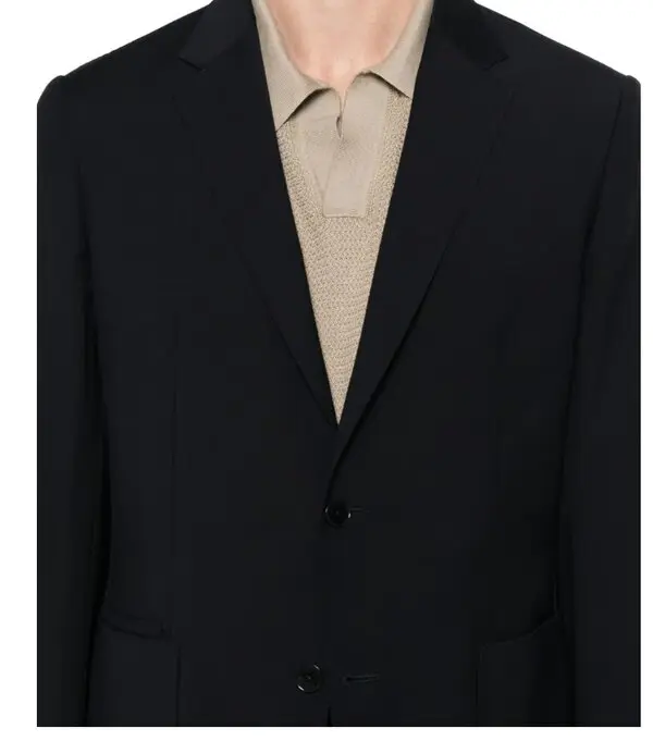 Zegna Long-sleeved Suit Jacket - Black