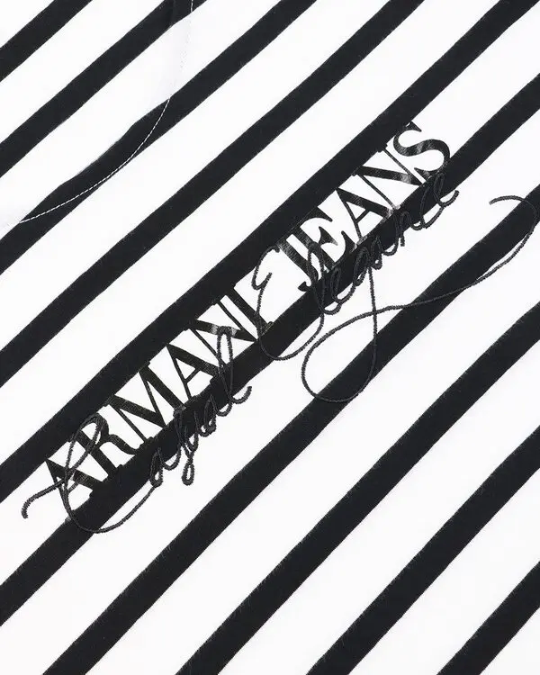 Emporio Armani Striped Printed T-shirt - White